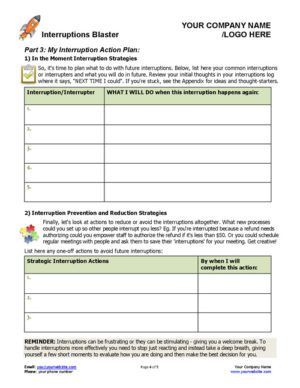 Interruptions Blaster! Workbook | Coaching Tools from The Coaching ...