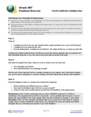 Simple 360 Feedback Exercise | Coaching Tools from The Coaching Tools ...