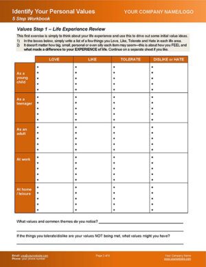 How to Identify Values—A Coaching Exercise in 5 Steps! (Values Workbook ...