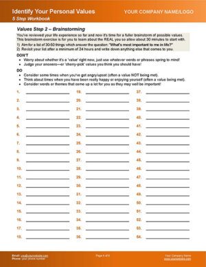 How to Identify Values—A Coaching Exercise in 5 Steps! (Values Workbook ...
