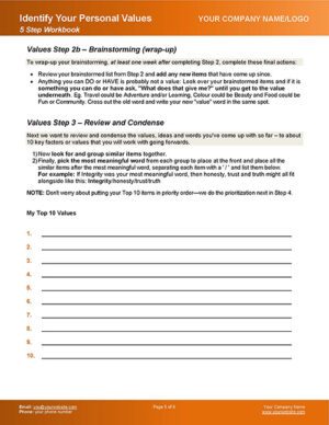 How to Identify Values—A Coaching Exercise in 5 Steps! (Values Workbook ...