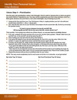 How to Identify Values—A Coaching Exercise in 5 Steps! (Values Workbook ...