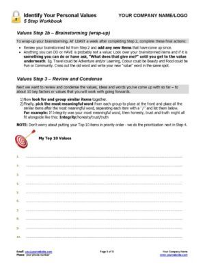 Personal Values Identification Workbook | Coaching Tools from The ...