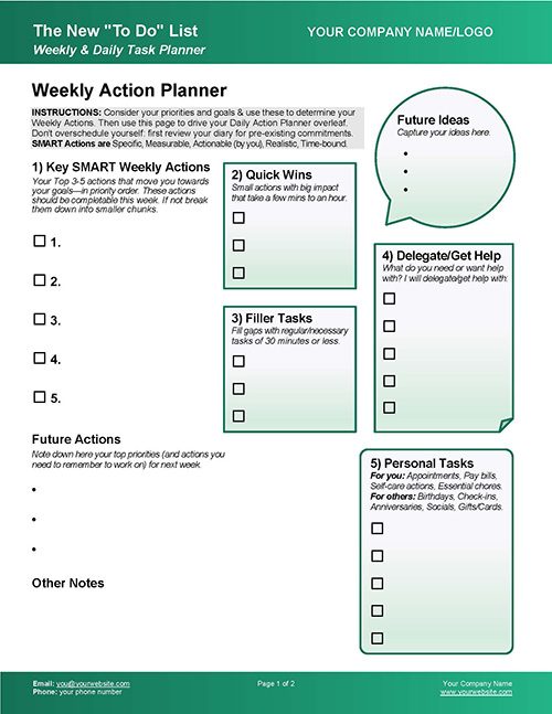New To Do List Weekly Daily Task Planner Coaching Tools From The 