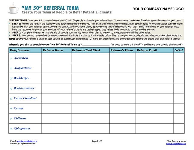 Create Your "My 50" Referral Team! | Coaching Tools from The Coaching ...